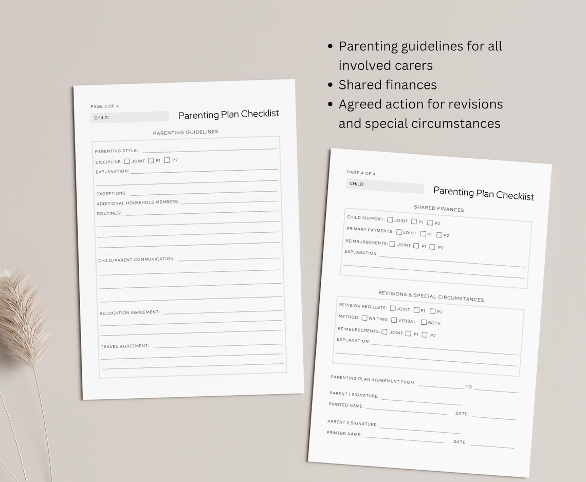 Parenting Plan, Child Custody Planner, Custody Agreement Template ...