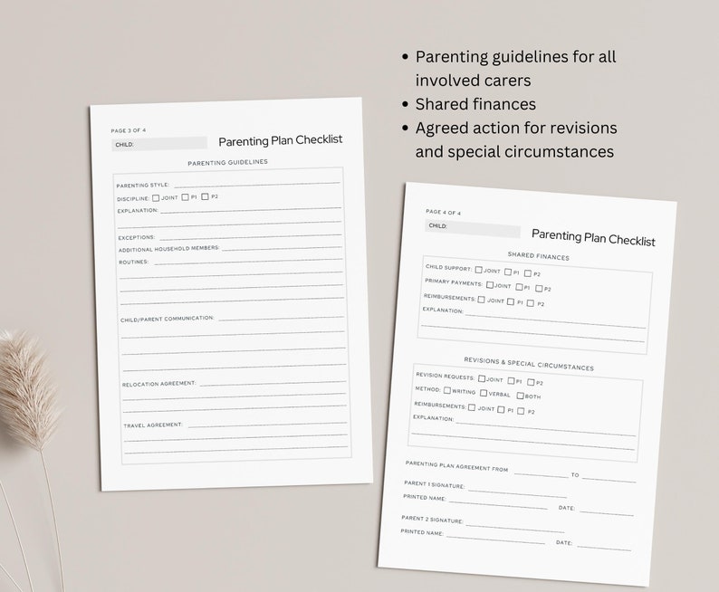 Parenting Plan, Child Custody Planner, Custody Agreement Template ...