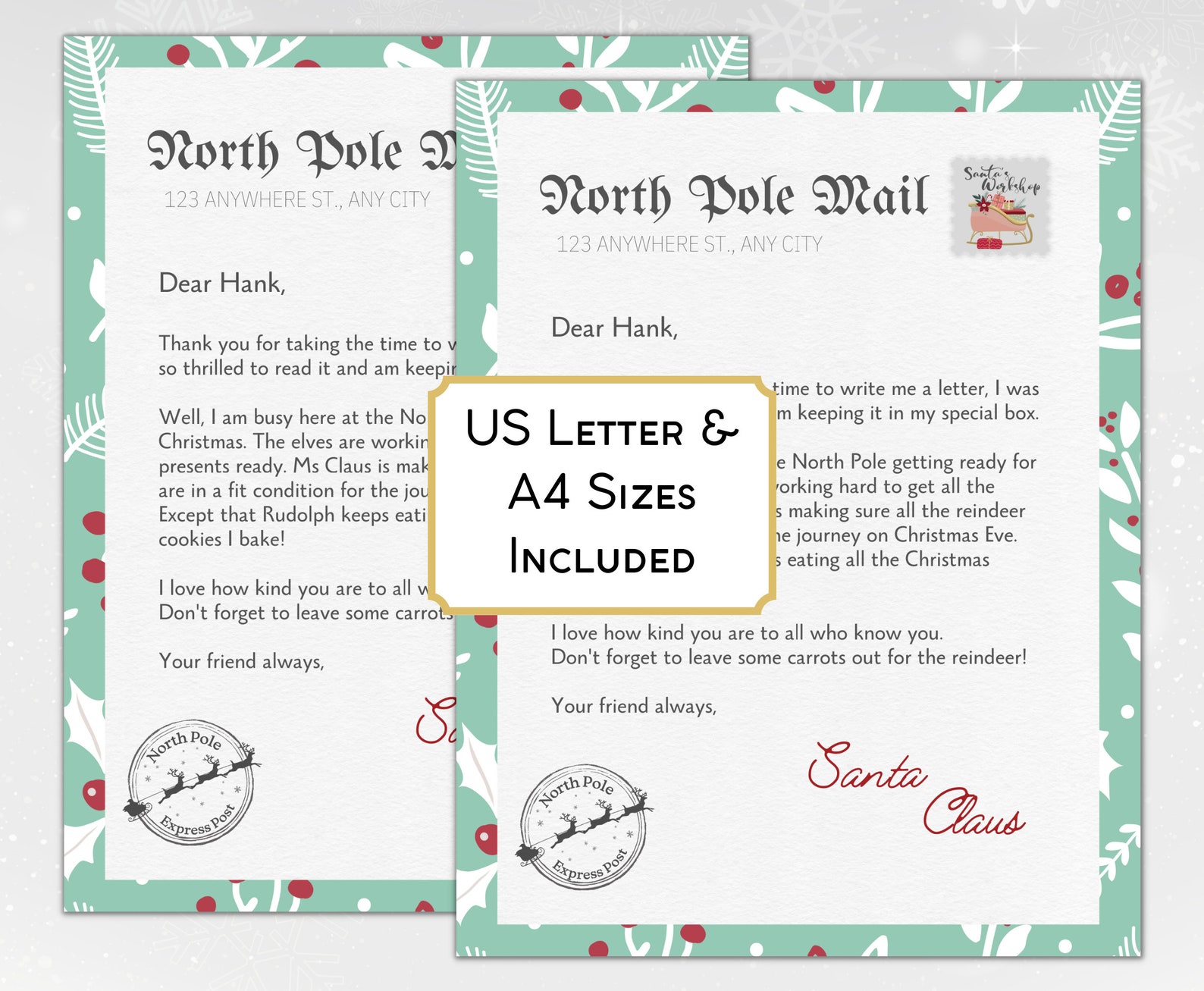 Printable Letter From Santa for Kids, Letter From Santa Claus, Letter ...