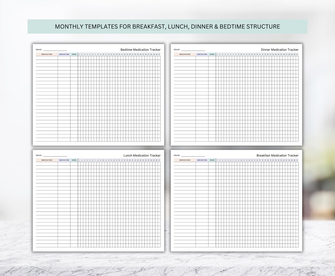 Medication Tracker Bundle, Monthly Medication Chart, Printable Medicine ...