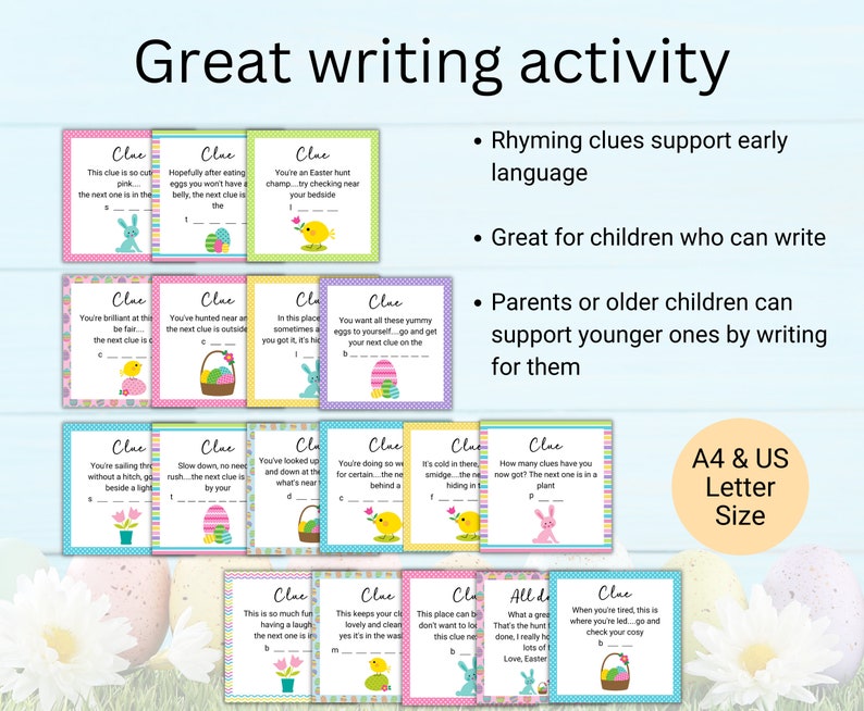 Easter Scavenger Hunt for Kids, Egg Hunt Clue Cards for Older Kids ...