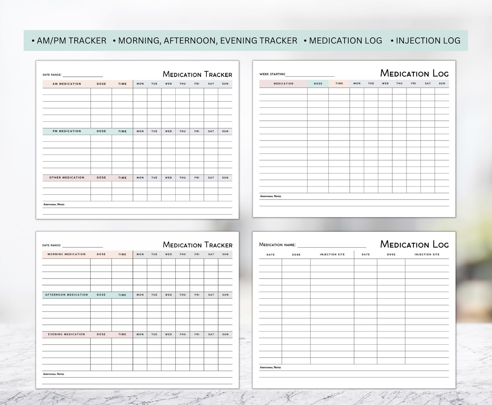 Medication Tracker Bundle, Medication Log Printable, Editable Medicine ...