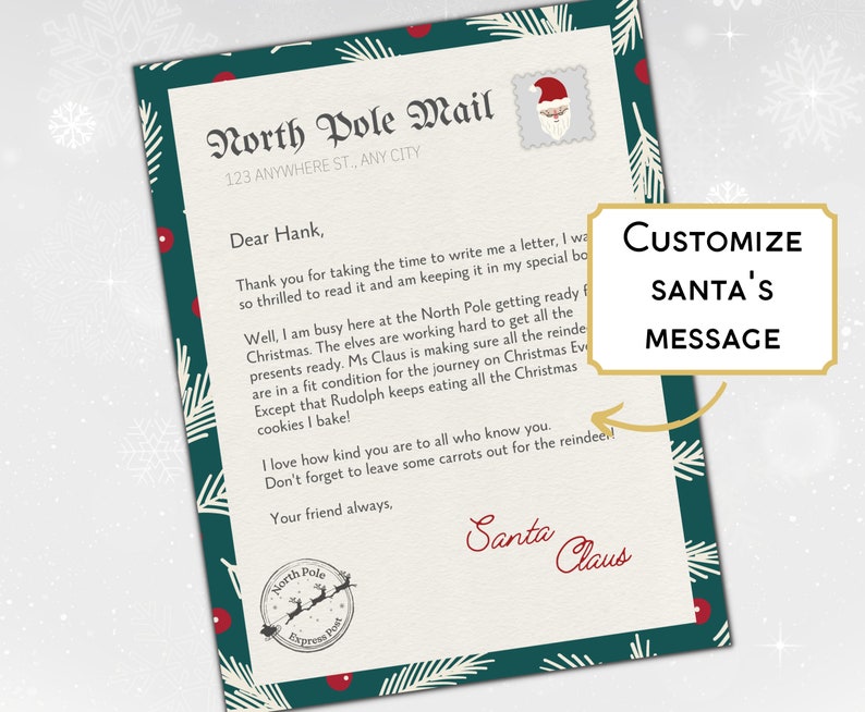 Letter From Santa, Editable Personalized Letter From Santa Claus ...