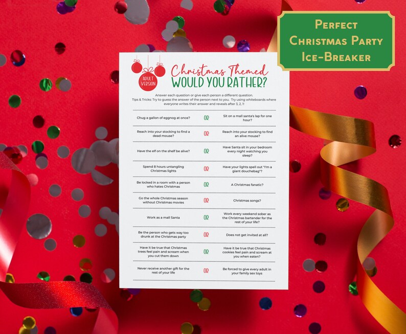 Would You Rather Editable Christmas Game, This or That, Christmas Party ...