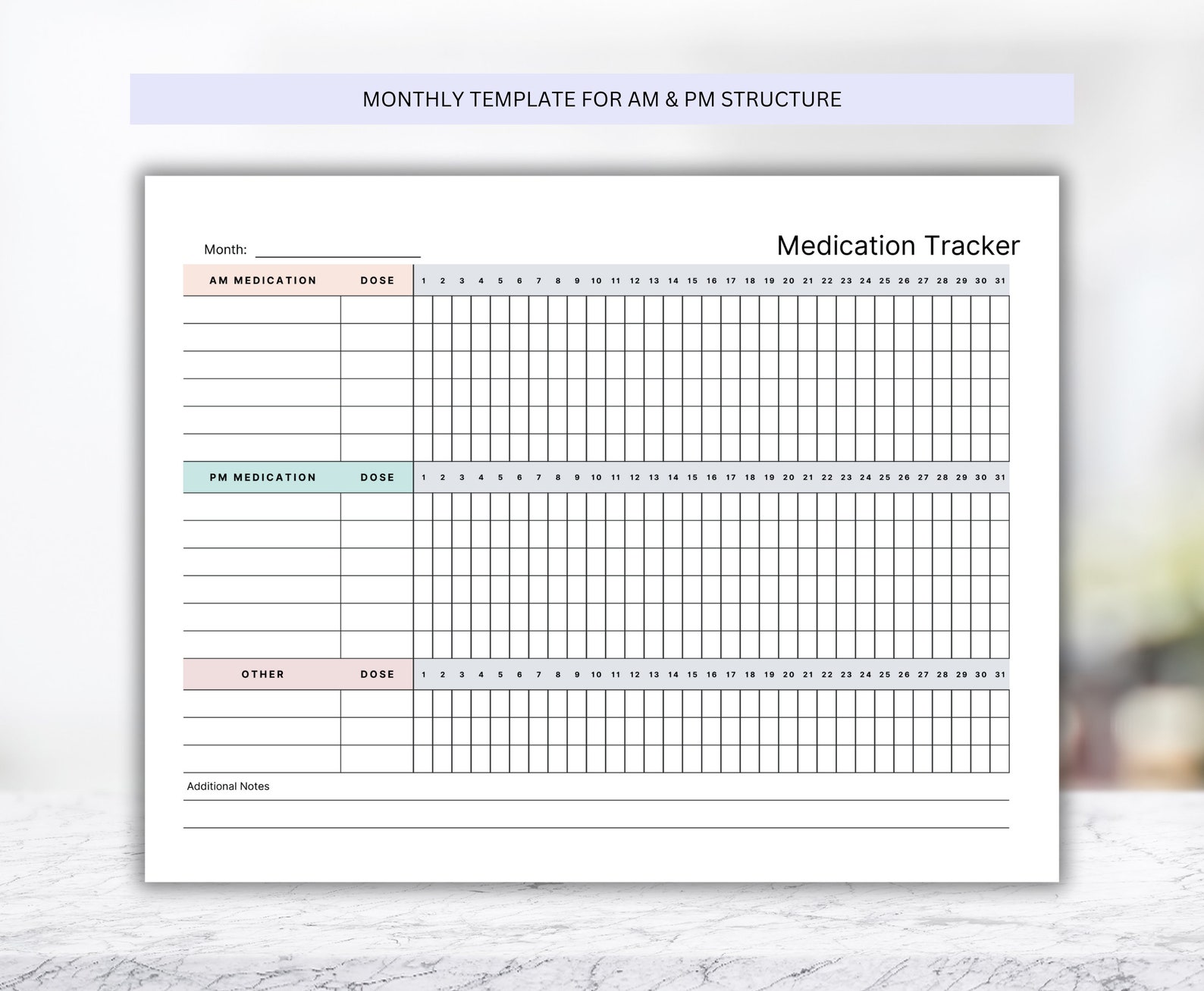 Medication Tracker Bundle, Monthly Medication Chart, Printable Medicine ...