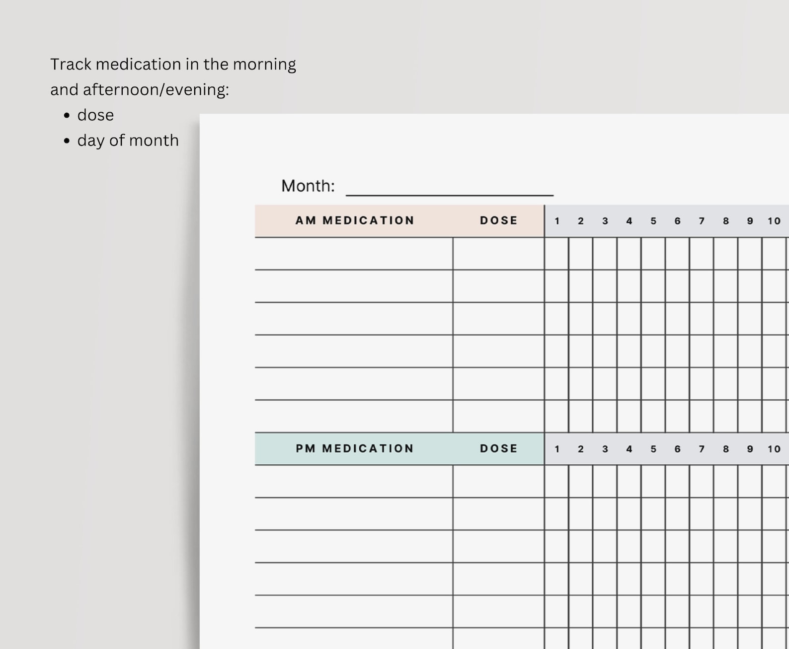 Monthly Medication Tracker, Minimalist Medication Log, Daily Medication ...