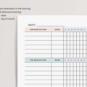 Monthly Medication Tracker, Minimalist Medication Log, Daily Medication ...