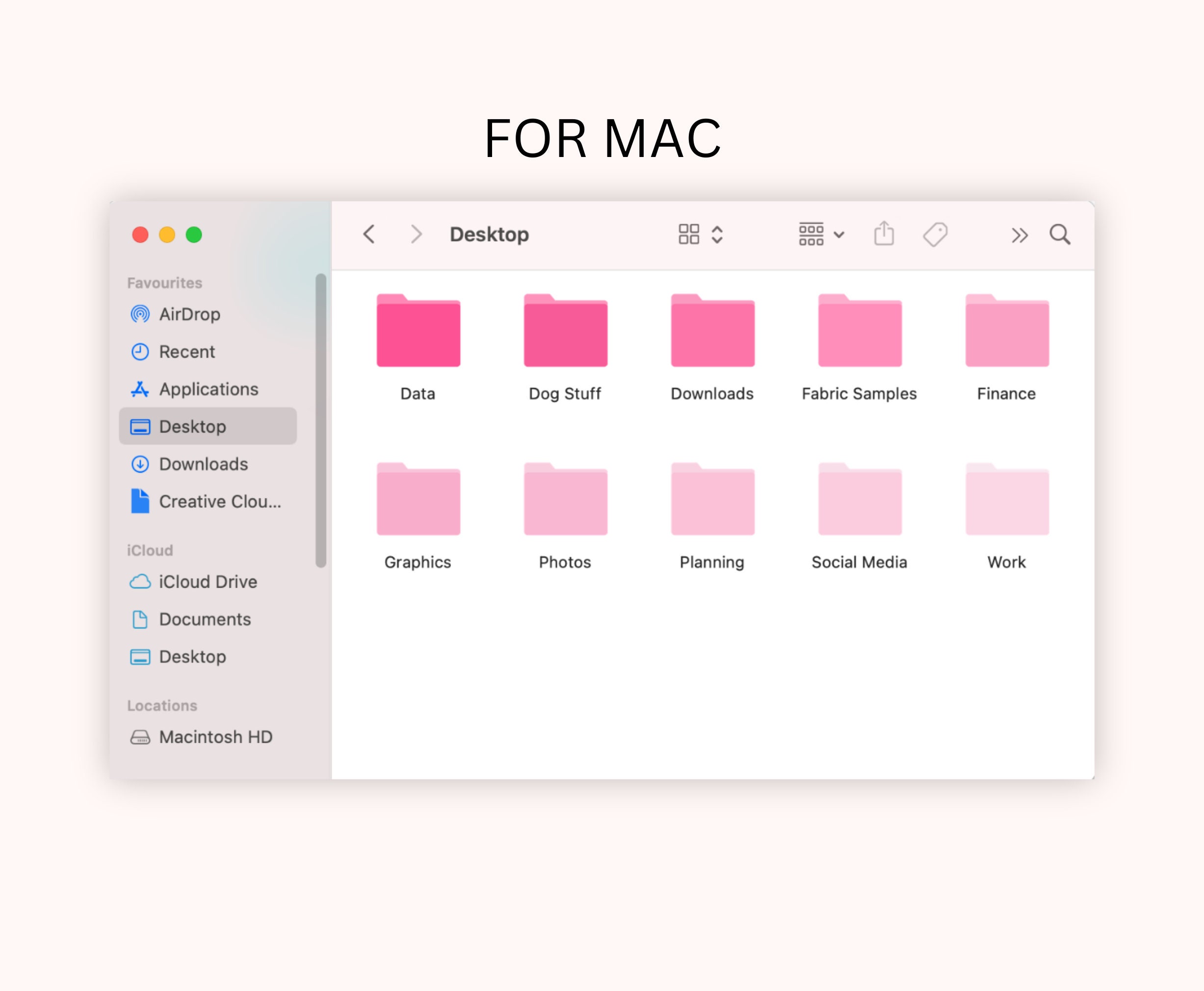 Desktop Folder Icons for Mac and Windows, Mac Folder Icons, Pink ...