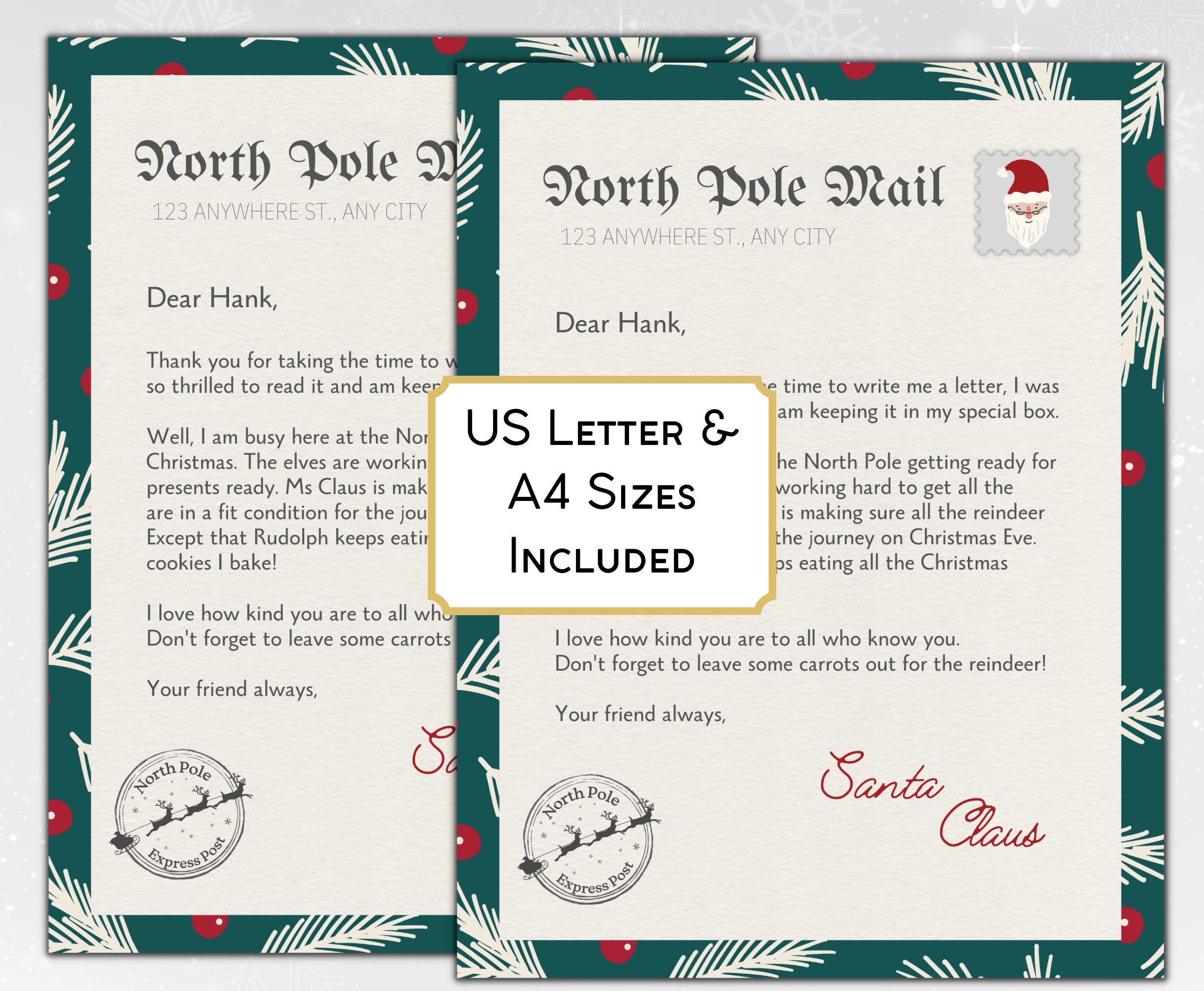 Letter From Santa, Editable Personalized Letter From Santa Claus ...