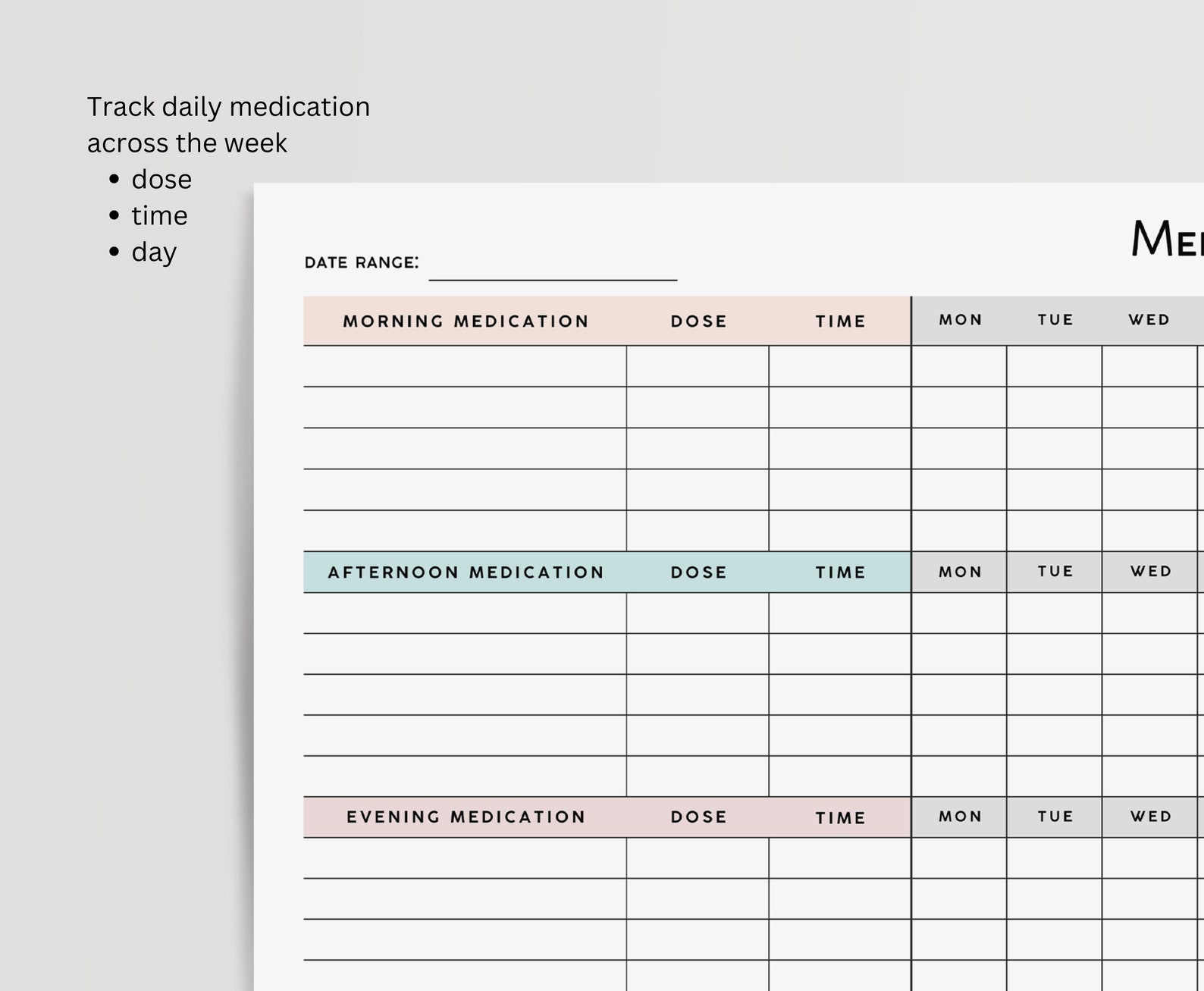 Medication Tracker, Printable Medicine Log for Nurses & Carers ...