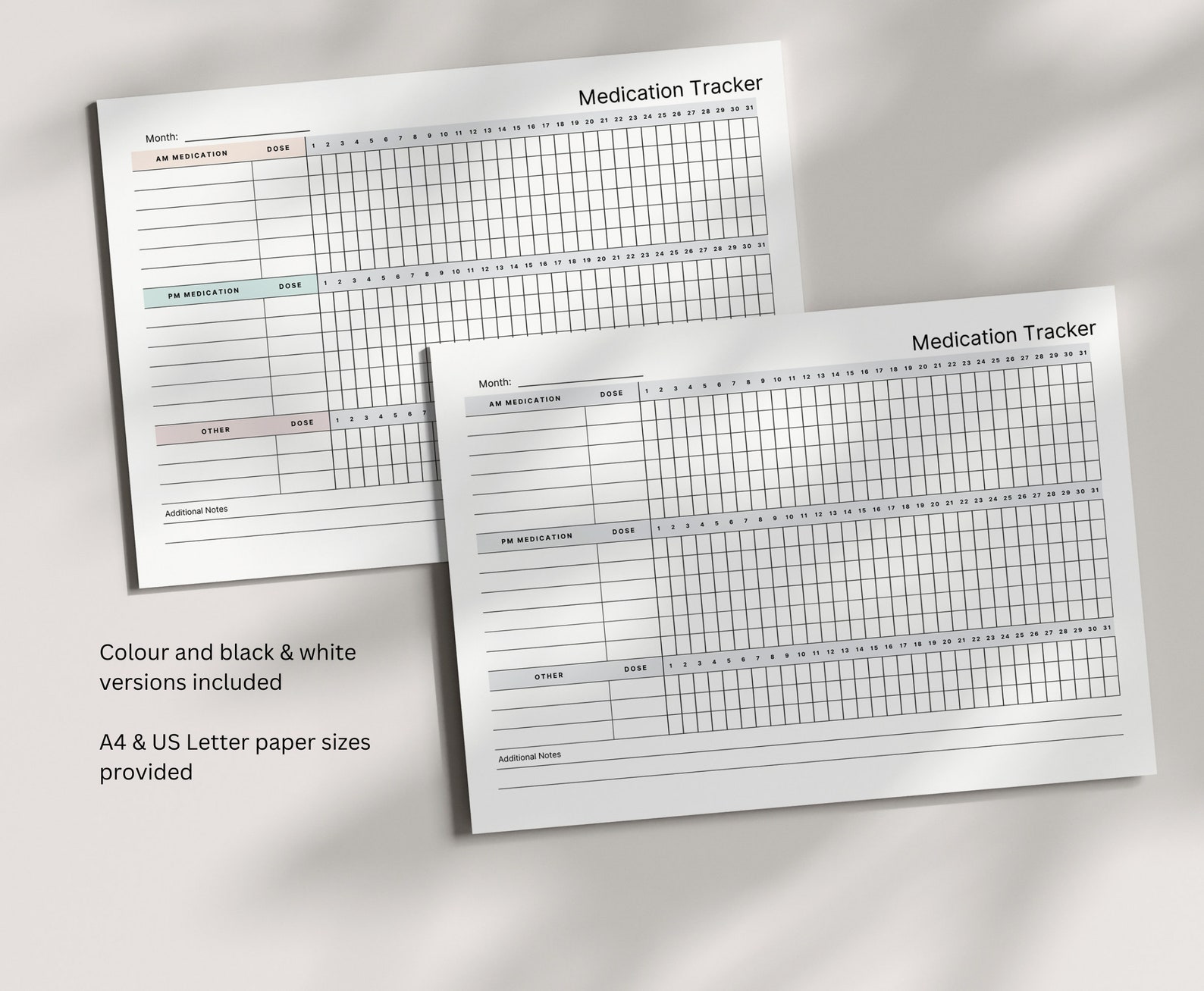 Monthly Medication Tracker, Minimalist Medication Log, Daily Medication ...
