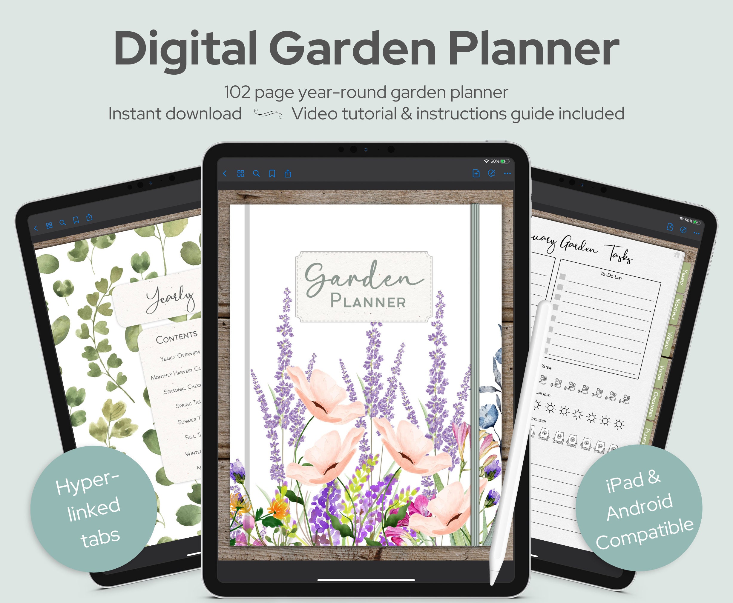 Garden Planner Digital, Garden Journal Notebook, Plant Planner, Plant ...