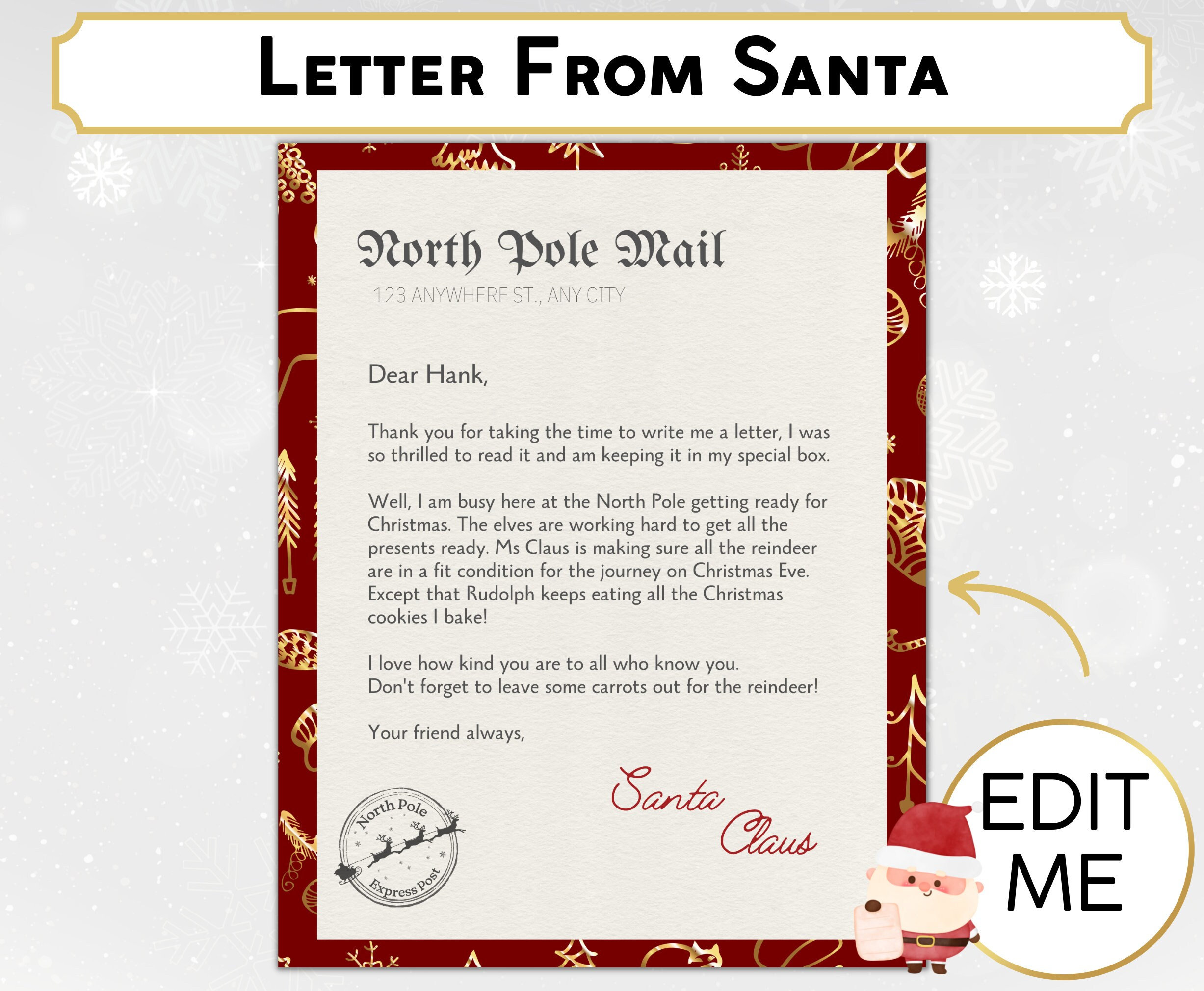 Letter From Santa, Santa Letter, Father Christmas Letter, Santa Claus ...