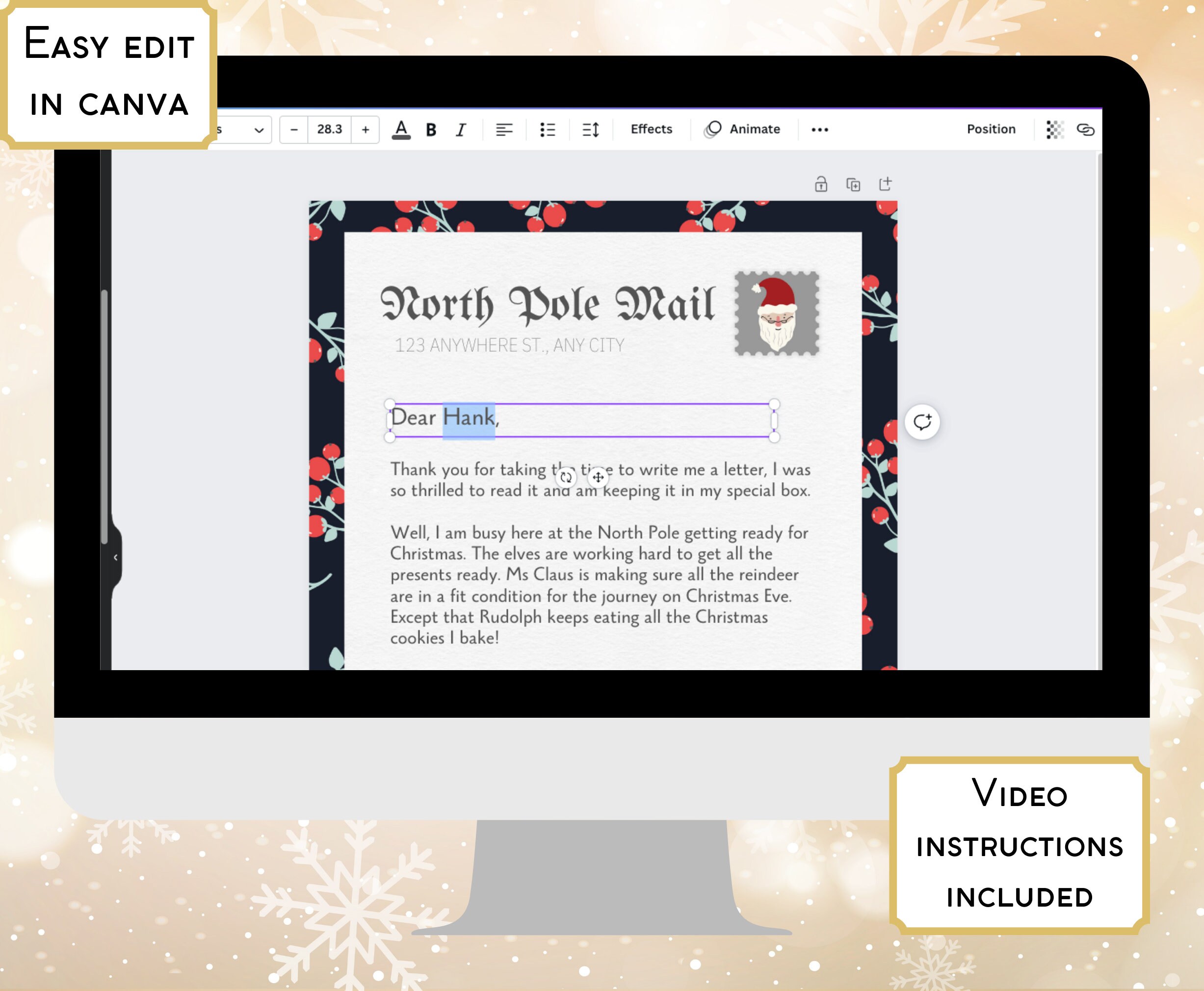 Editable Letter From Santa, Santa Letter, North Pole Letter, From the ...