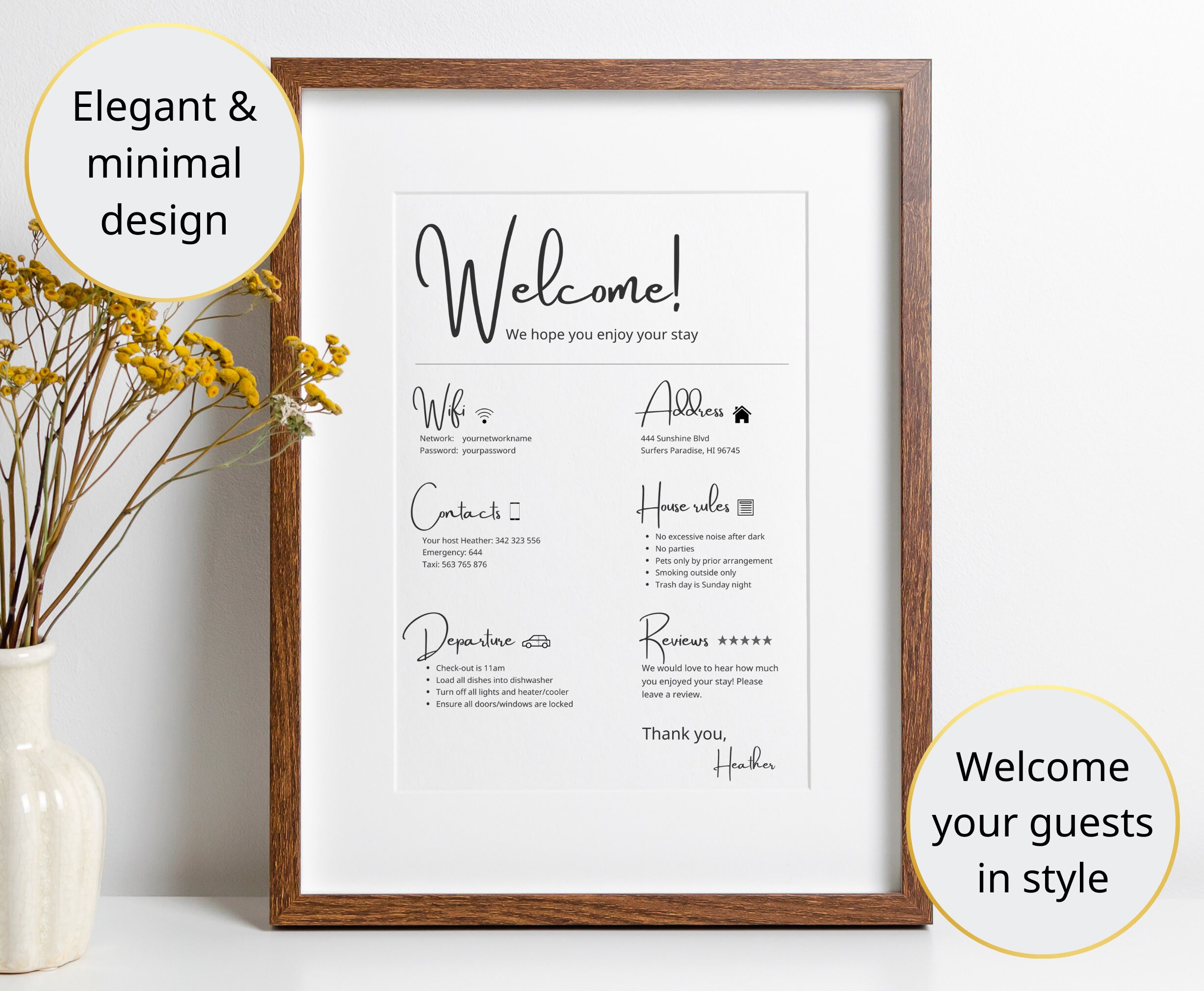 Airbnb Welcome Sign, Vacation Rental Printable, Guest Arrival Poster ...