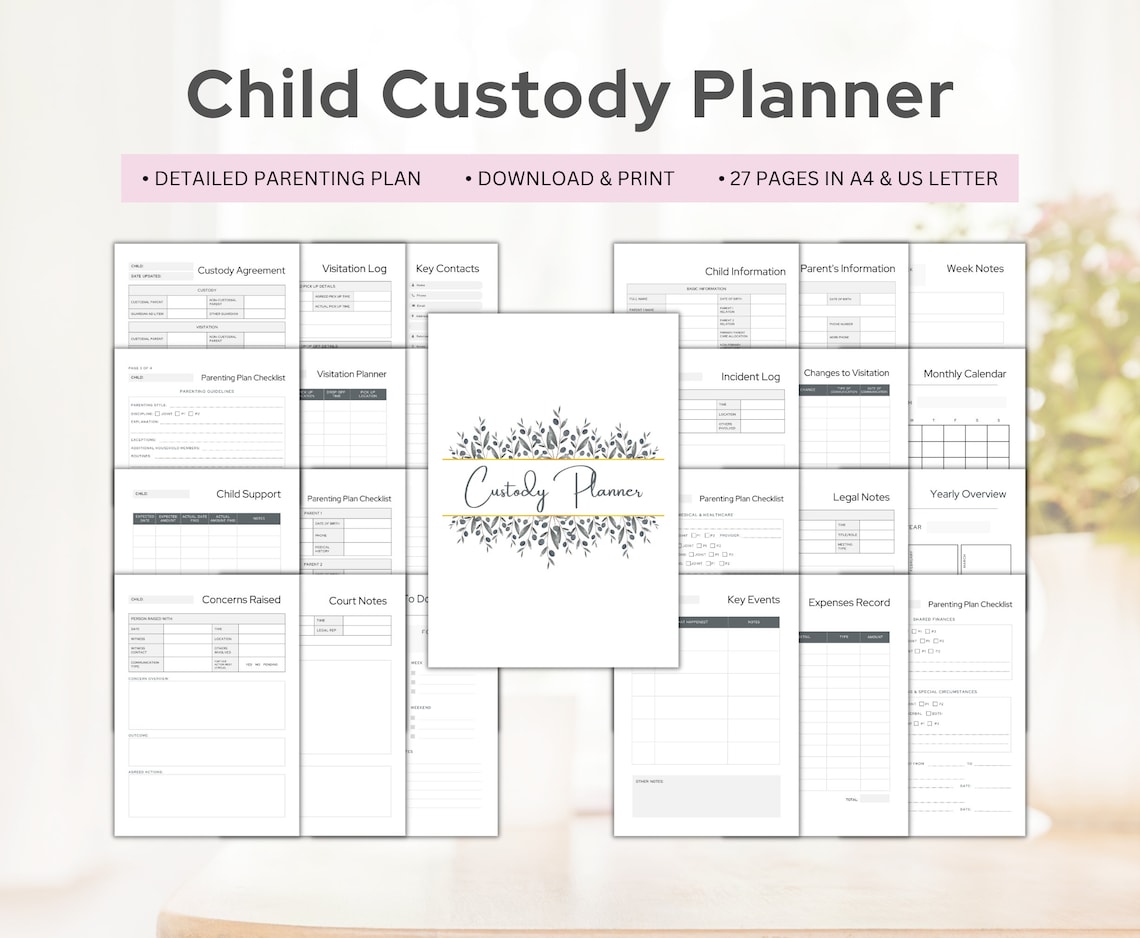 Custody Planner, Child Custody Binder, Single Parent Organizer, Court ...