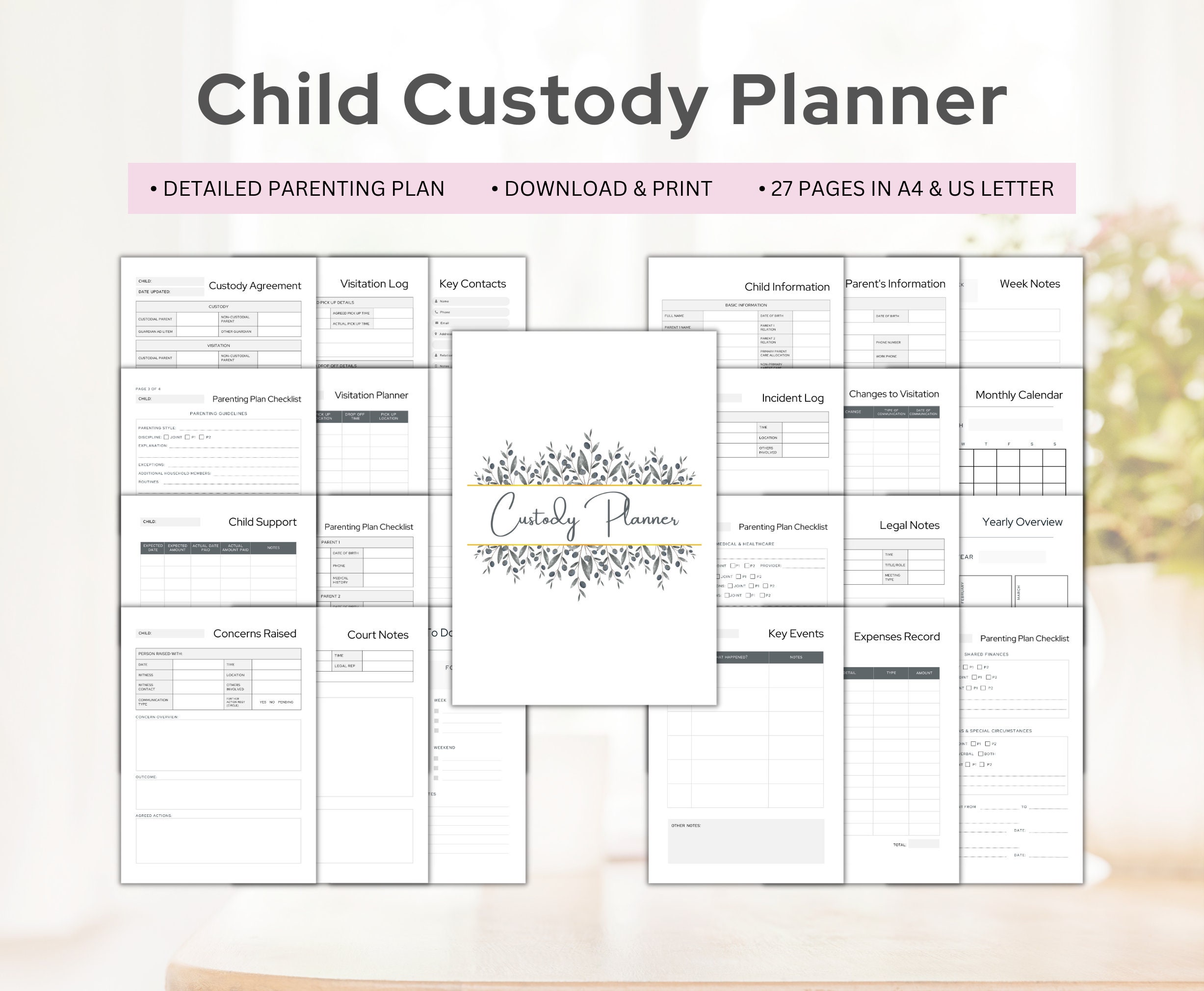 Custody Planner, Child Custody Binder, Single Parent Organizer, Court ...