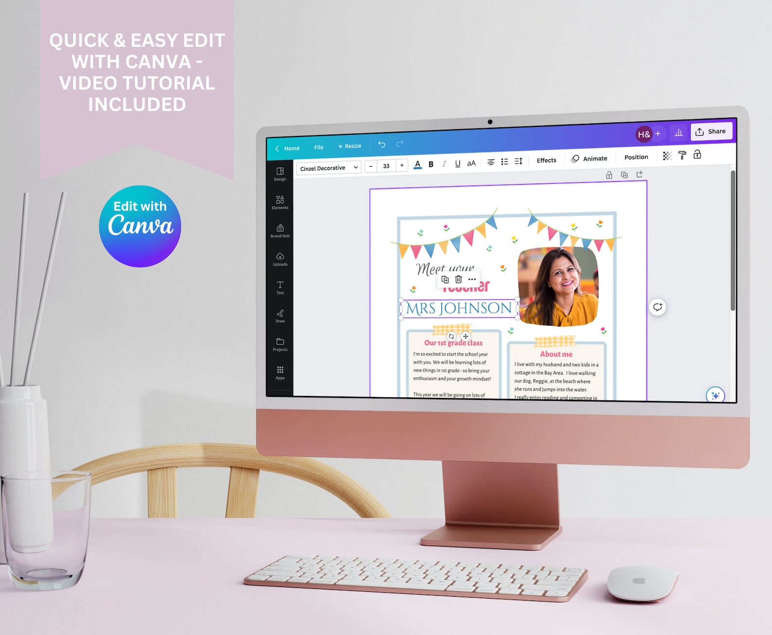 Meet the Teacher Editable Canva Template, Back to School, Teacher ...