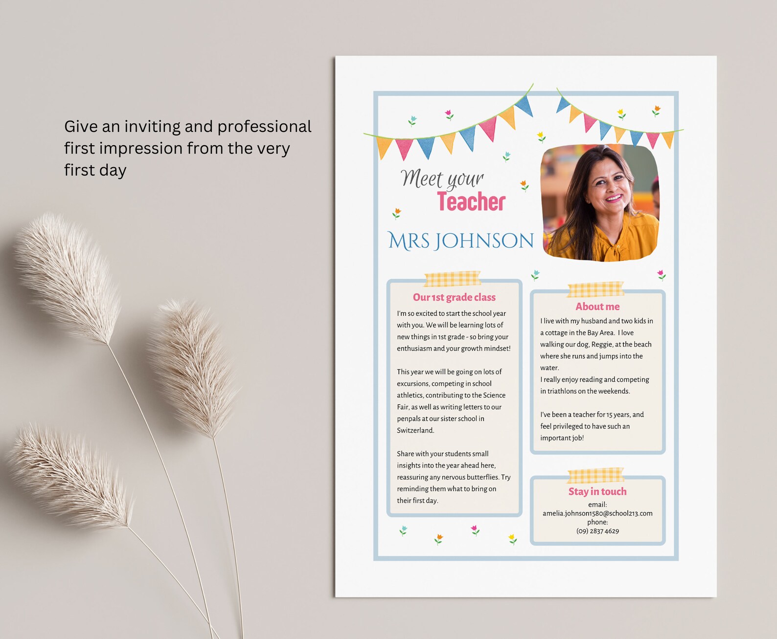 Meet the Teacher Editable Canva Template, Back to School, Teacher ...