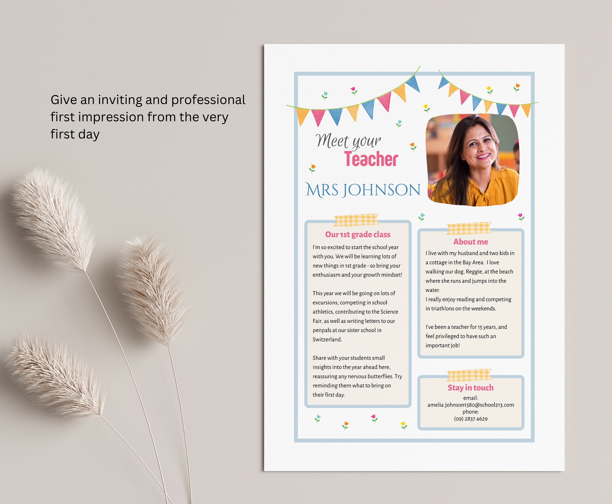 Meet the Teacher Editable Canva Template, Back to School, Teacher ...