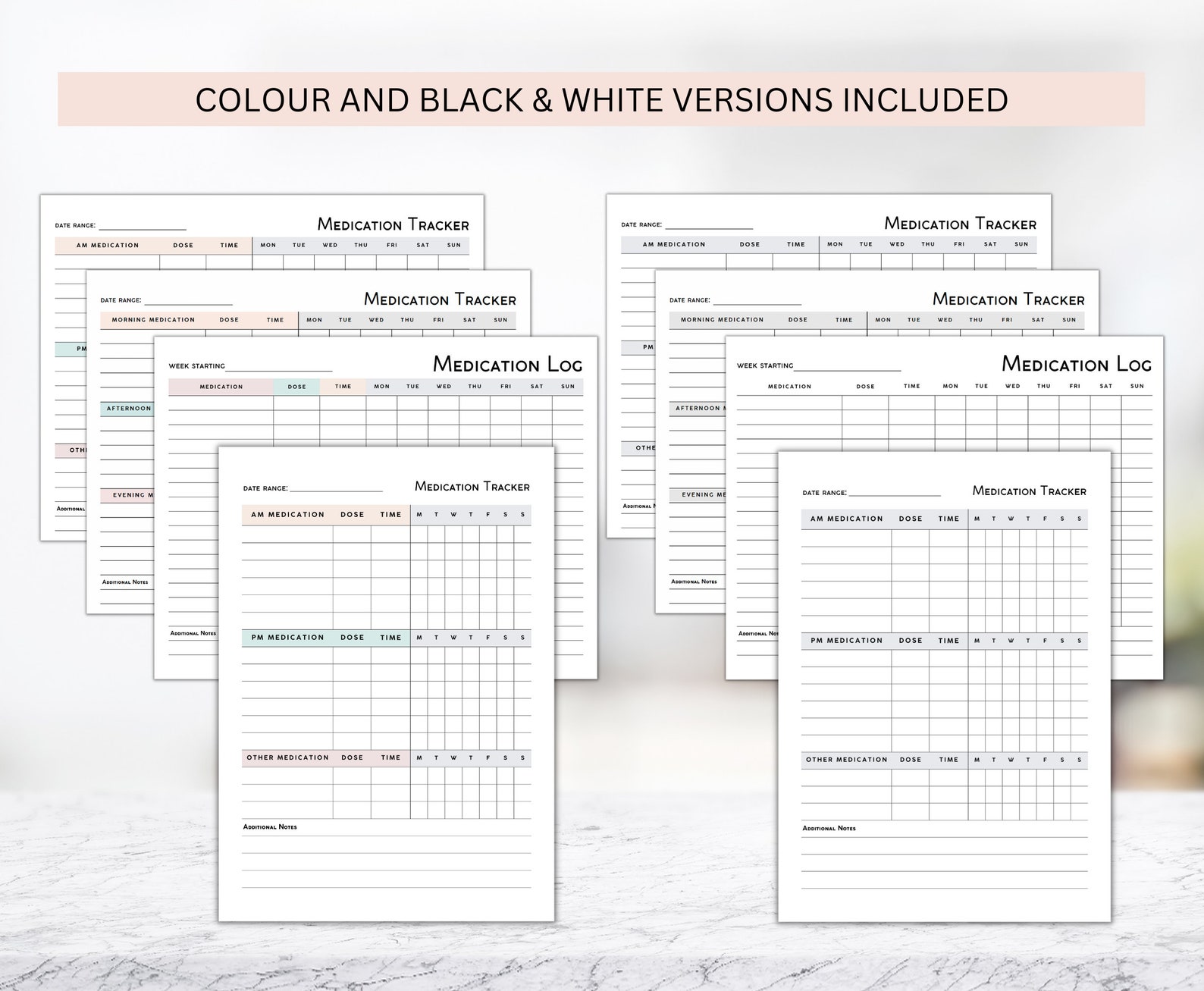Medication Tracker Bundle, Medication Log Printable, Editable Medicine ...