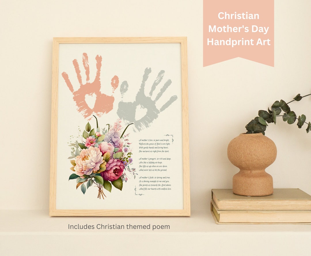 Handprint Art Mothers Day Poem for Christian Mom, 1st Mothers Day Gift ...