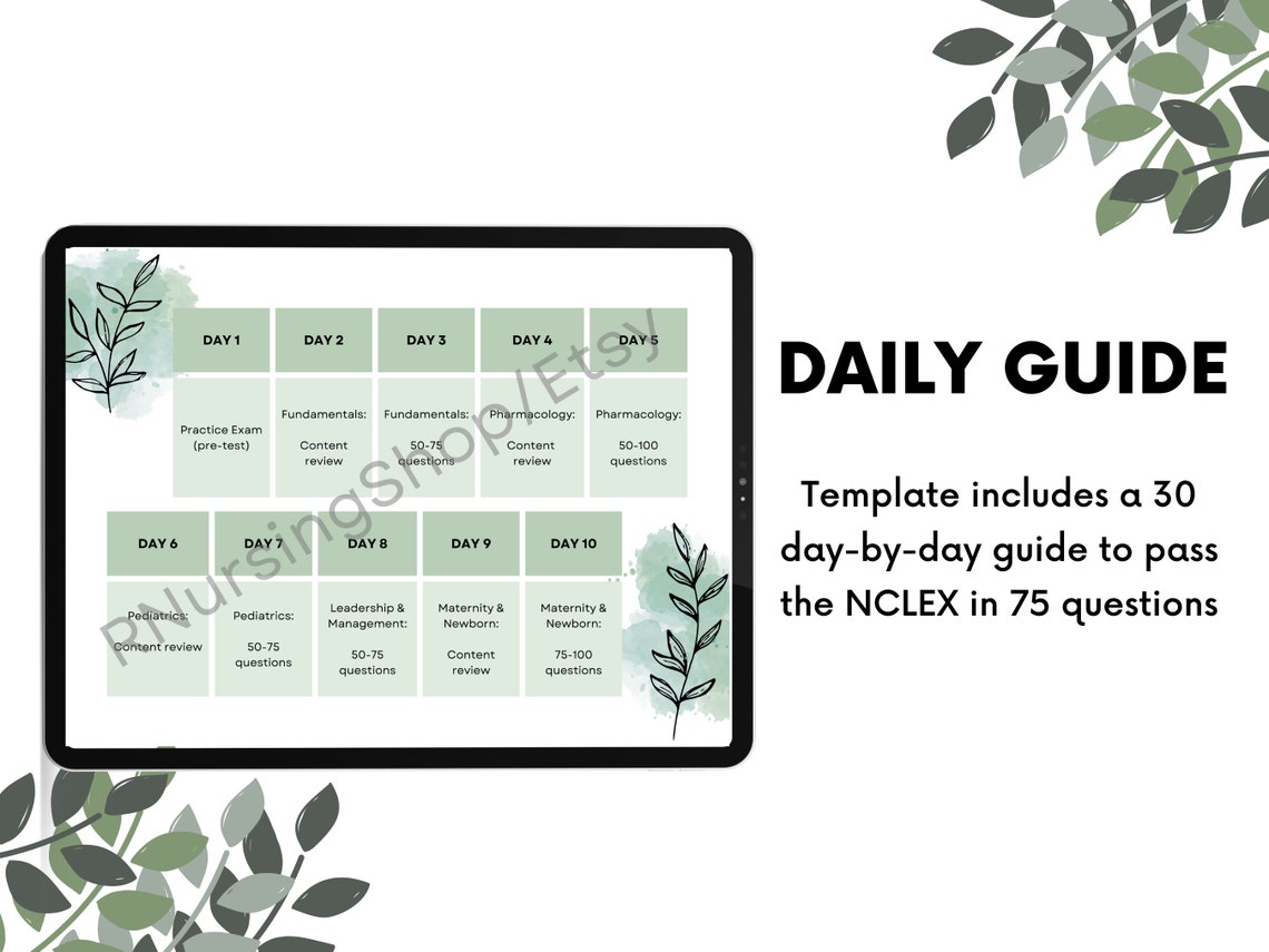 NCLEX 30 Day Study Plan and Guide - Etsy