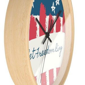 Patriotic American Flag Wall Clock Rustic Decor for Home, Office, or ...