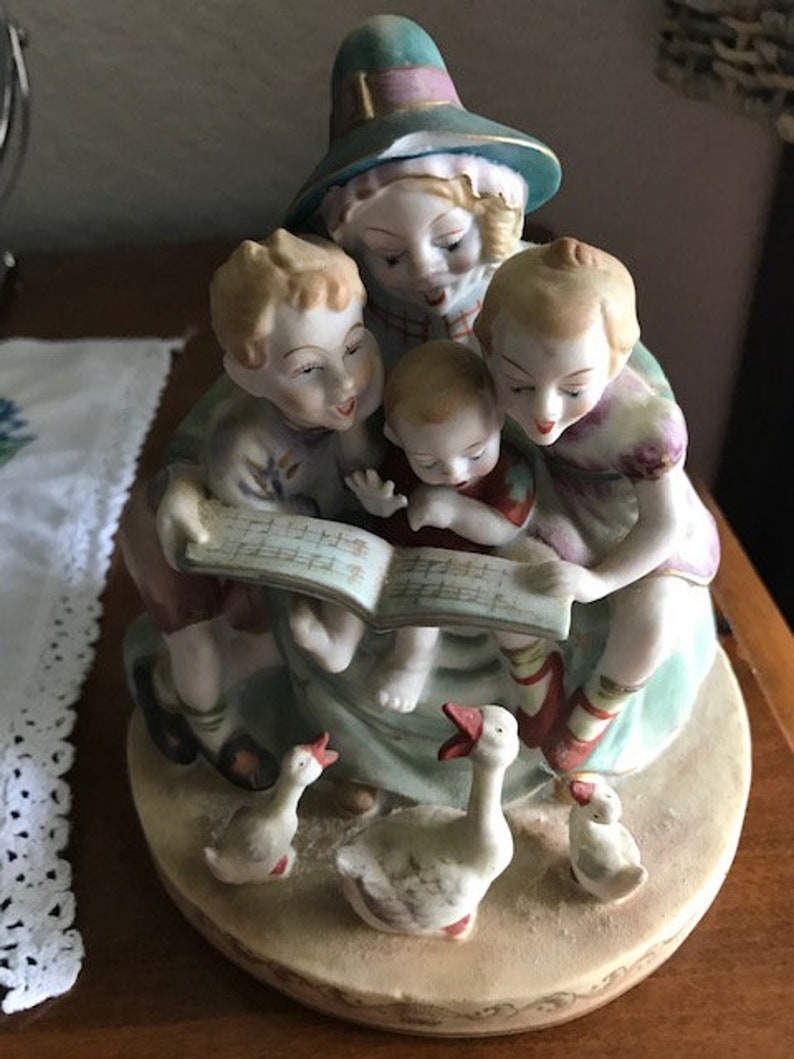 Vintage Mother Goose Figurine Reading to Children - Etsy