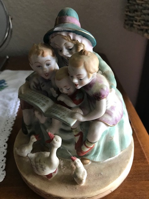 Vintage Mother Goose Figurine Reading to Children - Etsy