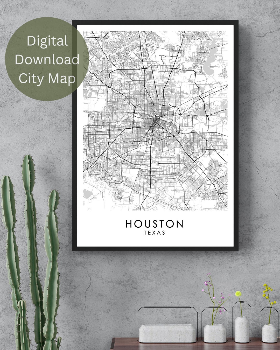 HOUSTON MAP PRINT Houston Map Poster Printable Map of - Etsy