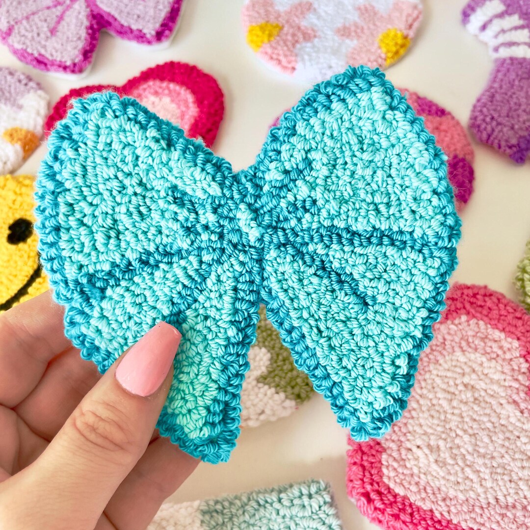 Handmade Bow Coaster, Mug Rug, Punch Needle, Office Decor, Desk Decor ...