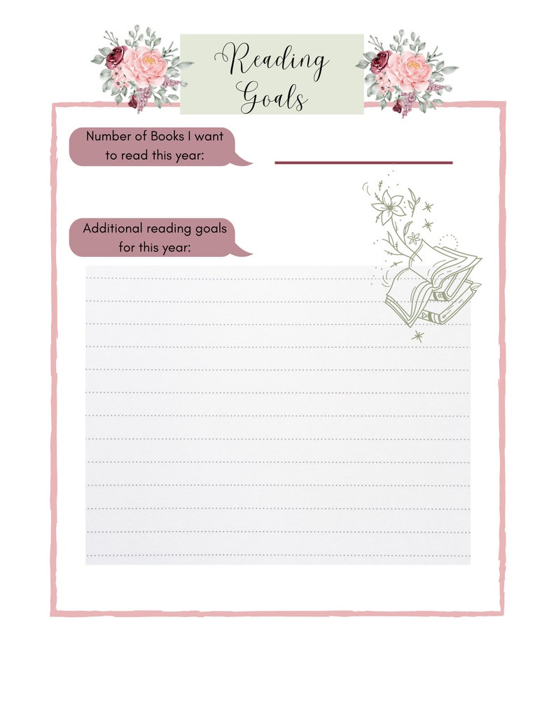 Floral-themed Reading Journal Digital Download - Etsy