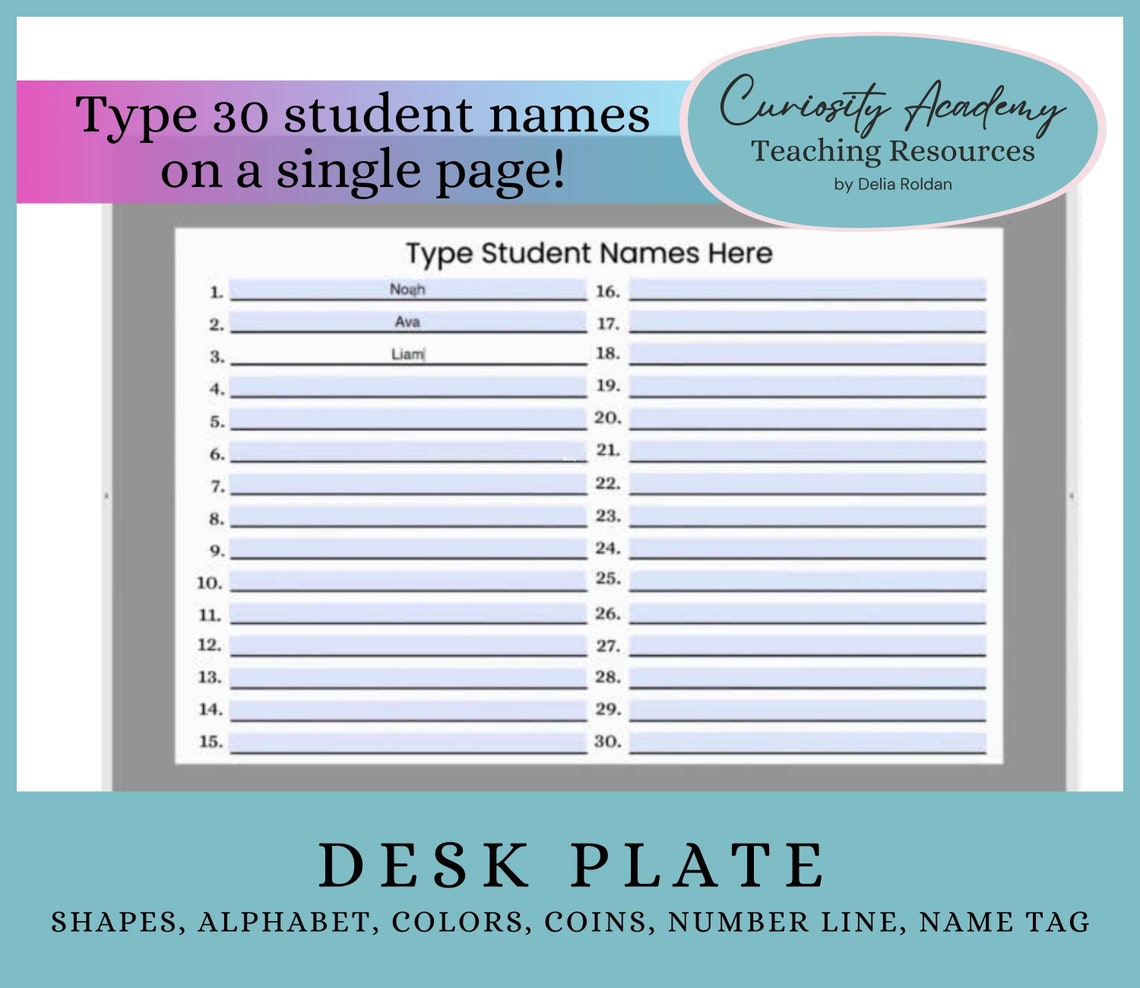 Tie Dye Desk Plate Template | Editable Student Names - Etsy