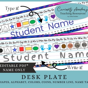 Tie Dye Desk Plate Template | Editable Student Names - Etsy