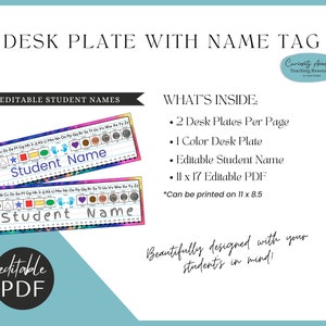 Tie Dye Desk Plate Template | Editable Student Names - Etsy