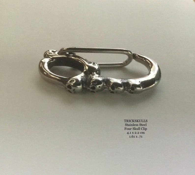Skull Clip Carabiner Keychain Wallet Stainless Chain Hook & DIY Split ...
