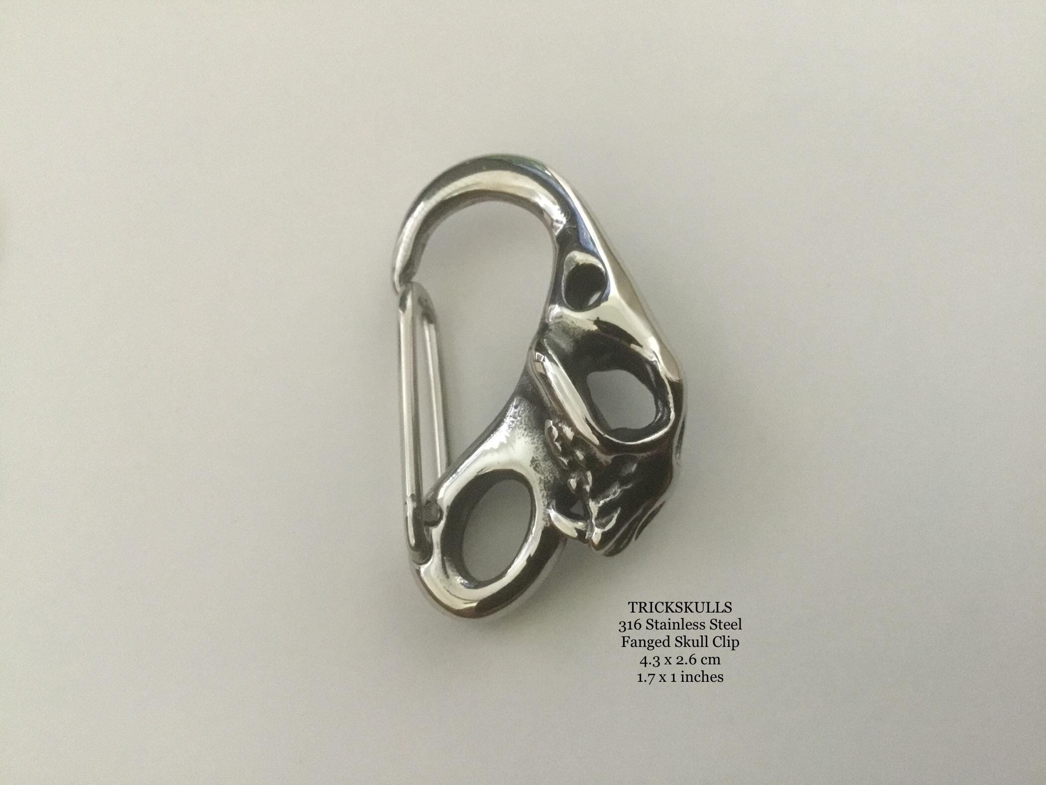 Skull Clip Carabiner Keychain Wallet Stainless Chain Hook & DIY Split ...