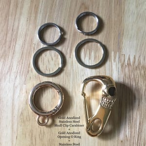 Skull Clip Carabiner Keychain Wallet Gold Anodized Stainless Chain Hook ...