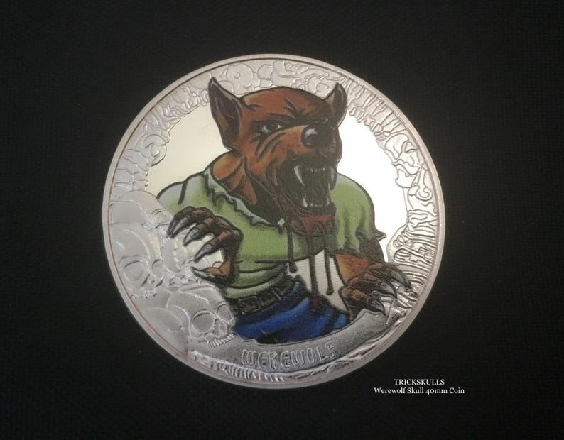 Werewolf Wolfman Enamel Halloween Coin Stainless Locket Custom Wheat ...