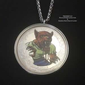 Werewolf Wolfman Enamel Halloween Coin Stainless Locket Custom Wheat ...
