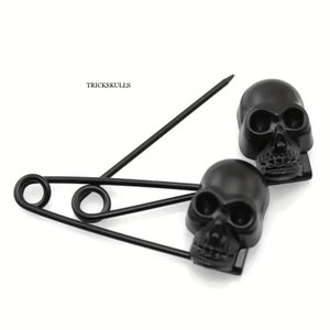3 Black Skeleton Skull Safety Pins Clothing Utility Crafts DIY Biker ...