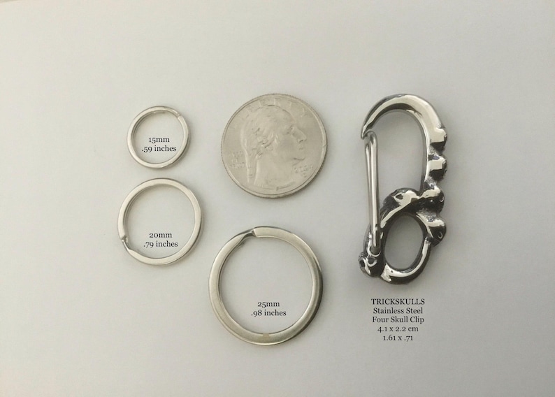 Skull Clip Carabiner Keychain Wallet Stainless Chain Hook & DIY Split ...
