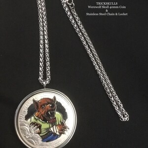 Werewolf Wolfman Enamel Halloween Coin Stainless Locket Custom Wheat ...
