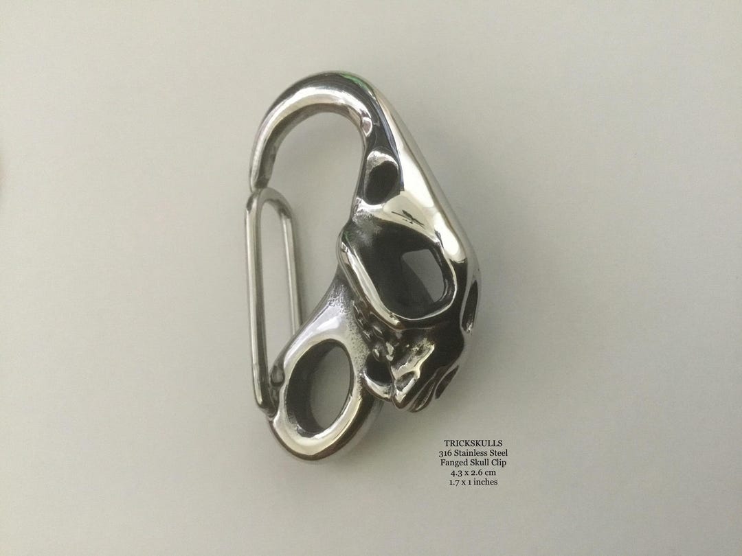 Skull Clip Carabiner Keychain Wallet Stainless Chain Hook & DIY Split ...