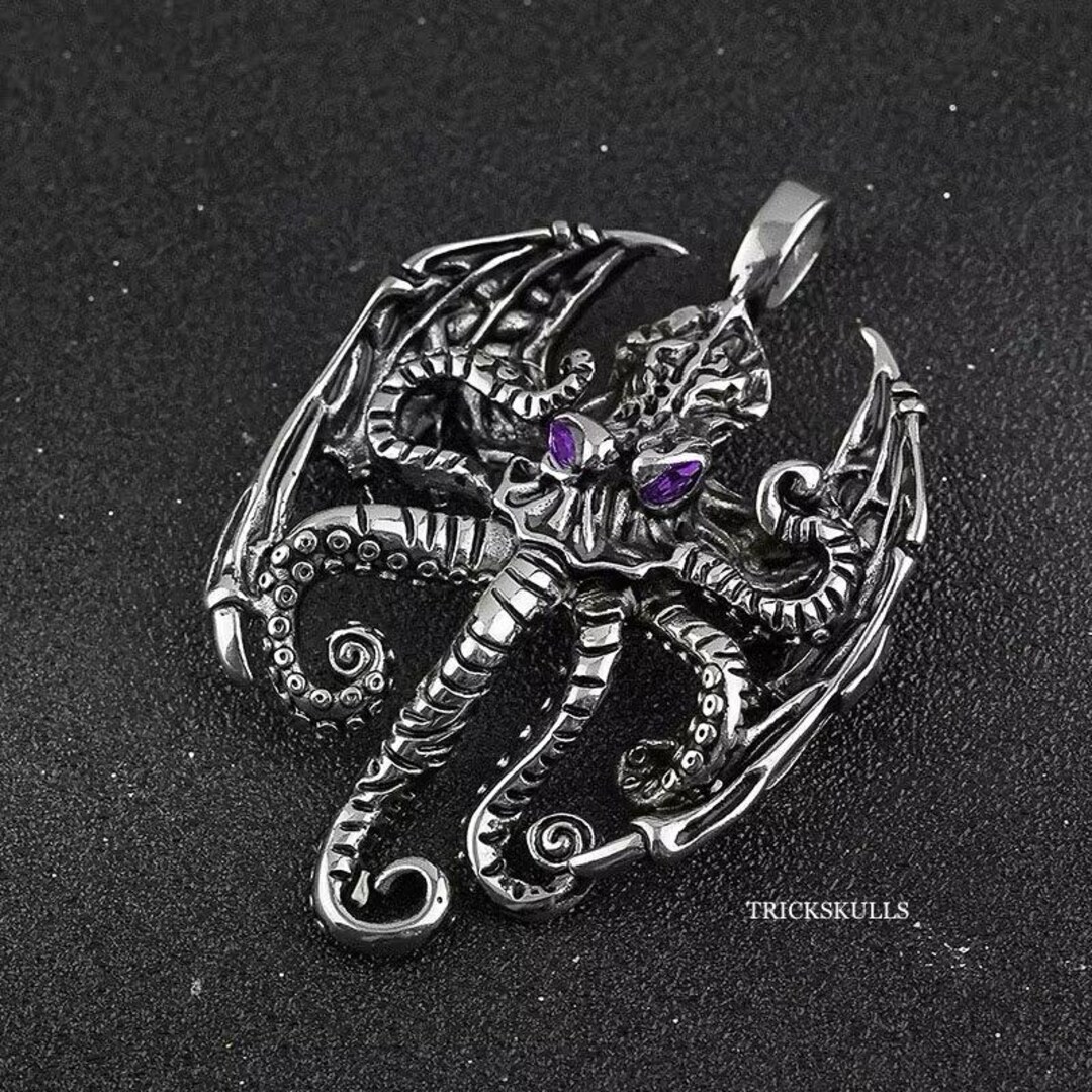 Winged Octopus Skull Cthulhu Demon Retro Pendant With 45cm 50cm 55cm ...