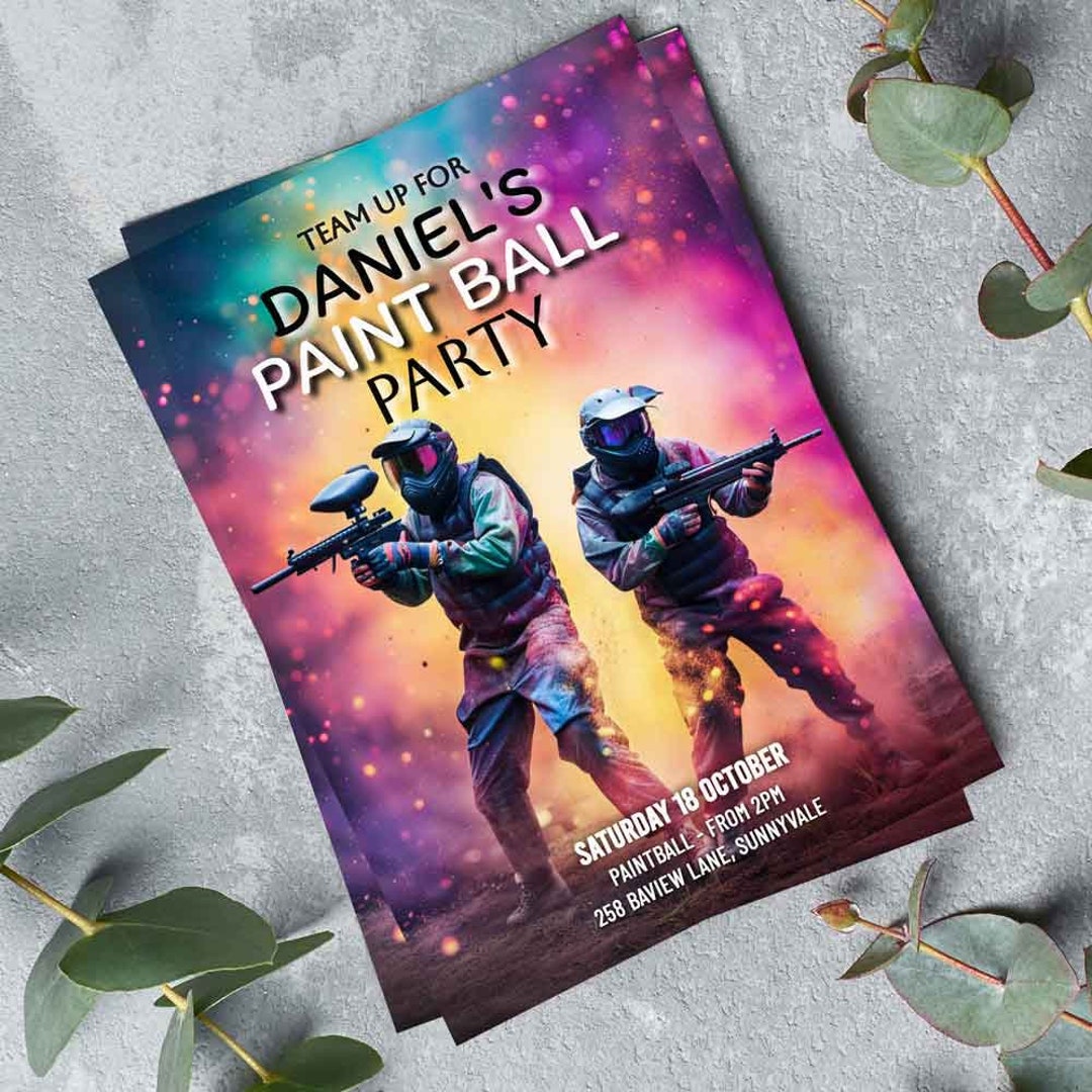 Editable Paintball Invitation, War Games Paintball Invitation ...