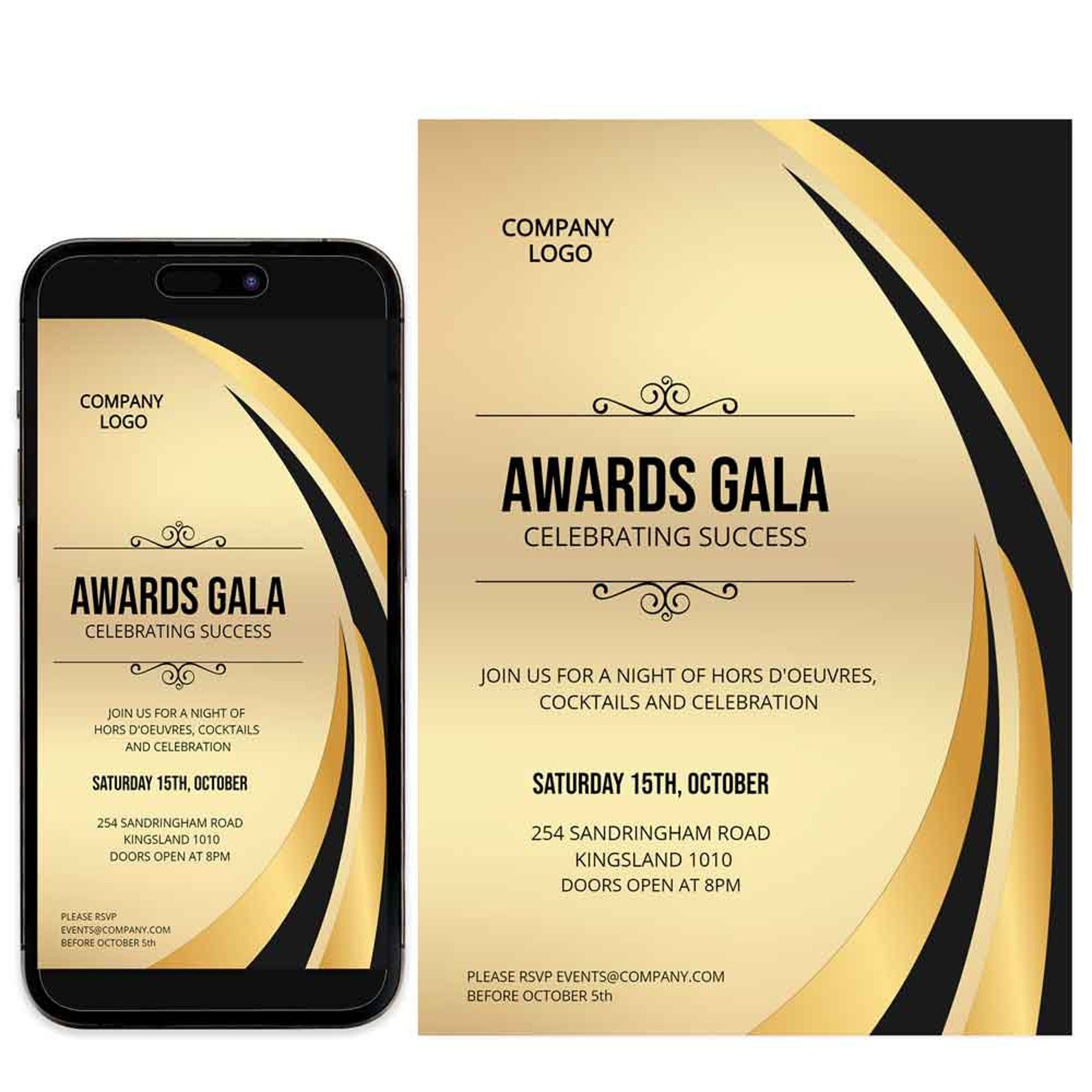 Company Award Gala | Annual Awards Gala | Gold and Black Stripe ...