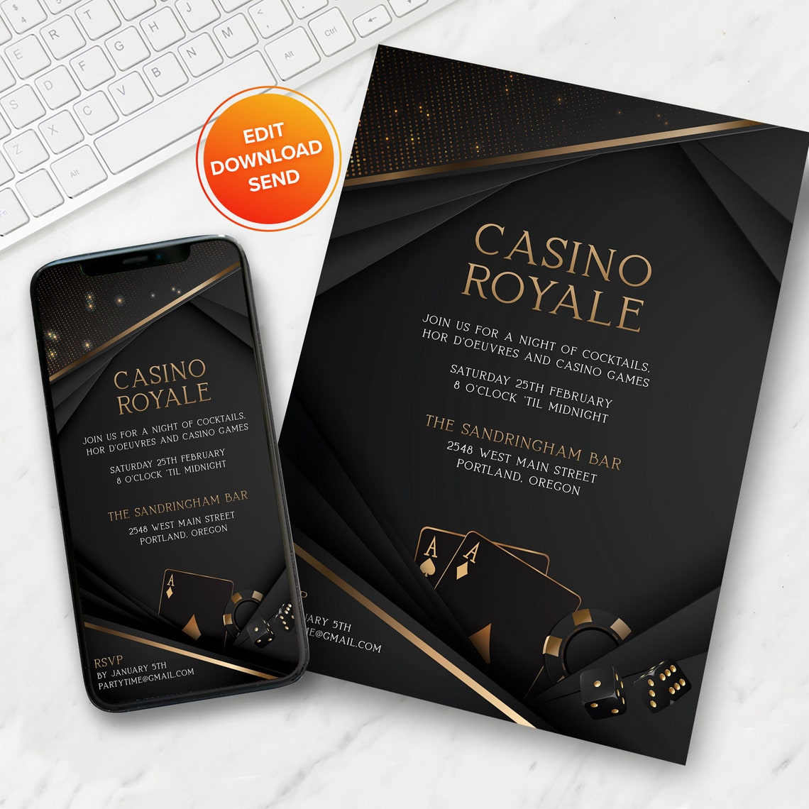Casino Royale Invitation Casino Party Invite Black Tie - Etsy