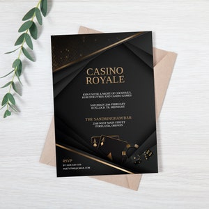 Casino Royale Invitation: Black Tie Party, Editable Template (digital ...